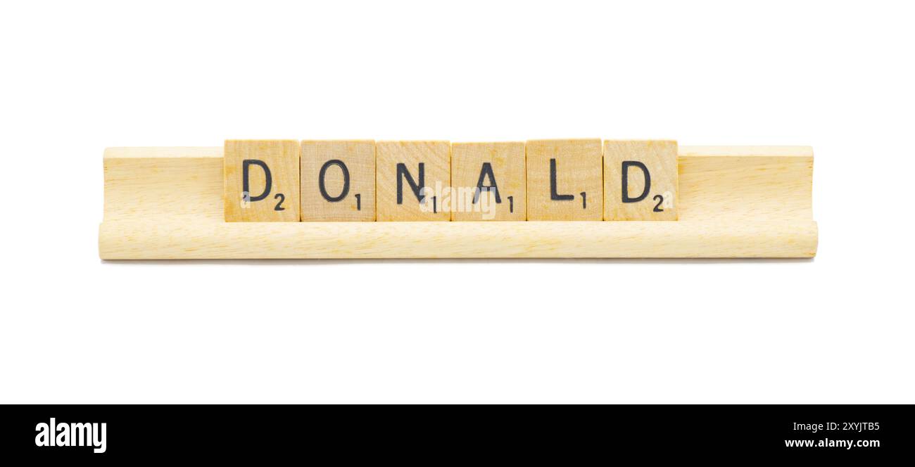 Miami, Florida 8-28-24 DONALD made with square wooden tile English ...