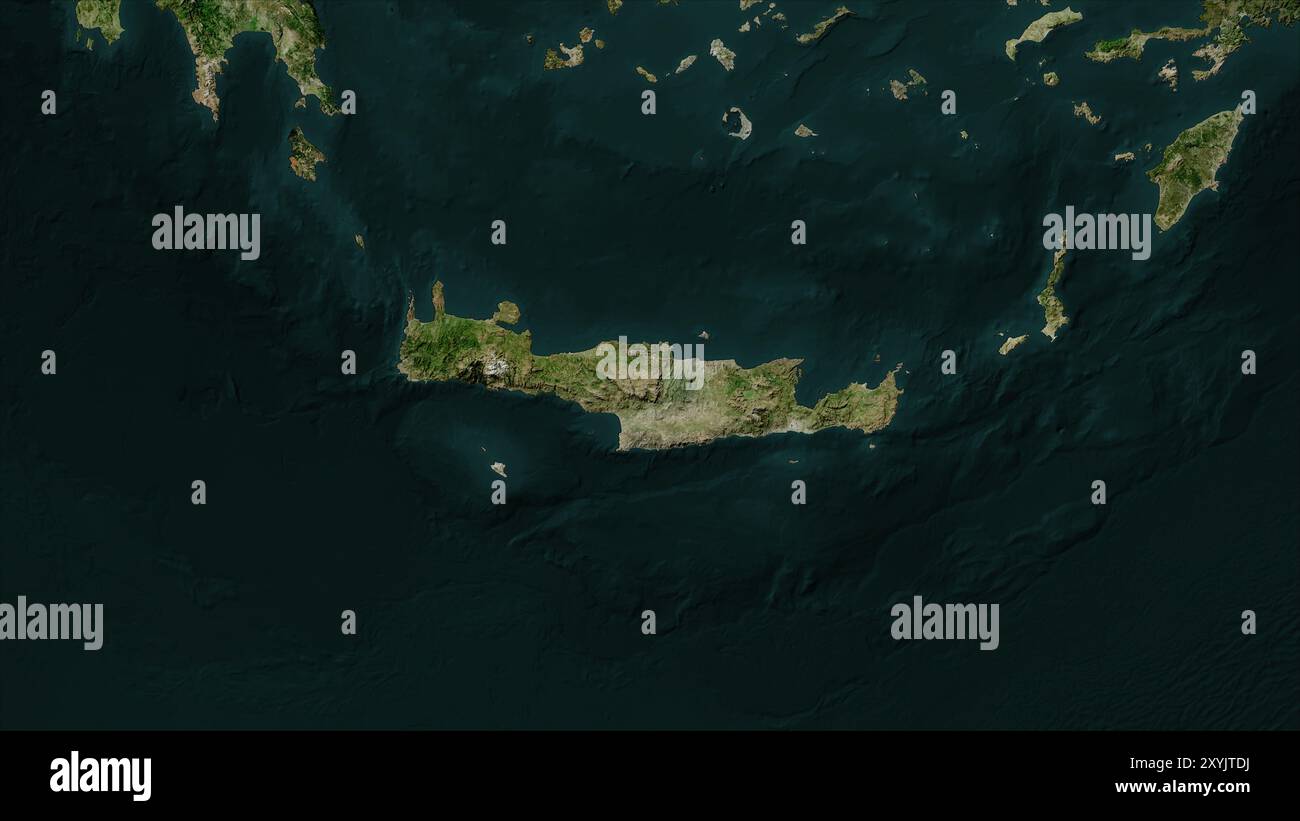 Crete Island in the Aegean Sea on a satellite image taken in October 15 ...