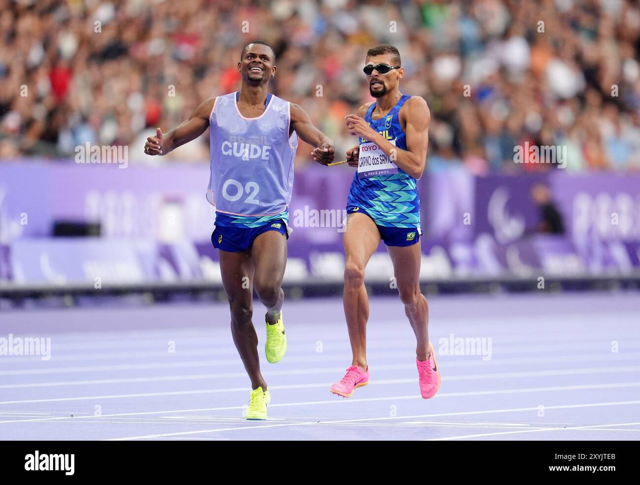 Brazil's Julio Cesar Agripino dos Santos wins the Men's 5000m - T11 Final at the Stade de France ...