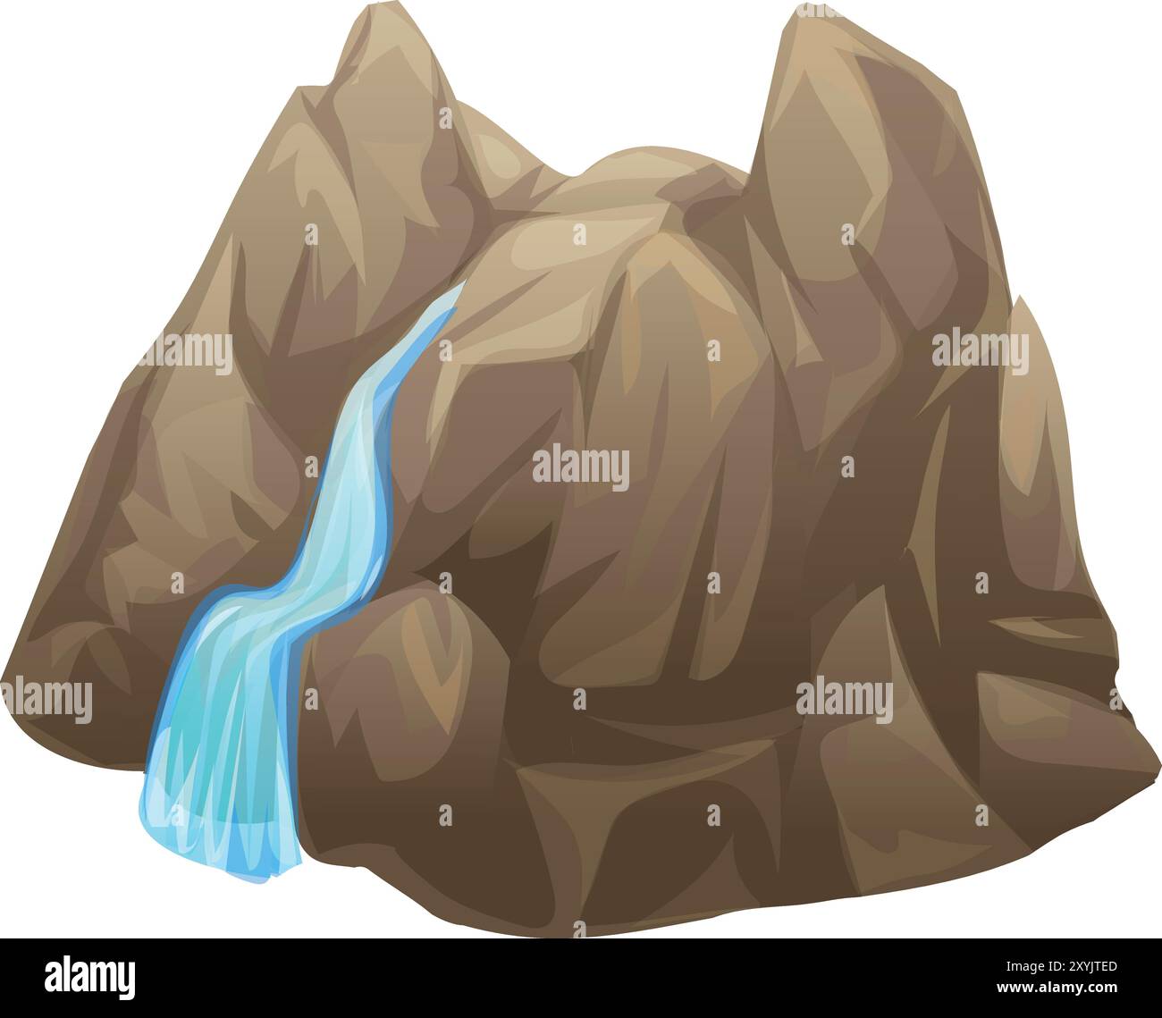 Cartoon illustration of a small, blue waterfall cascading over the side ...