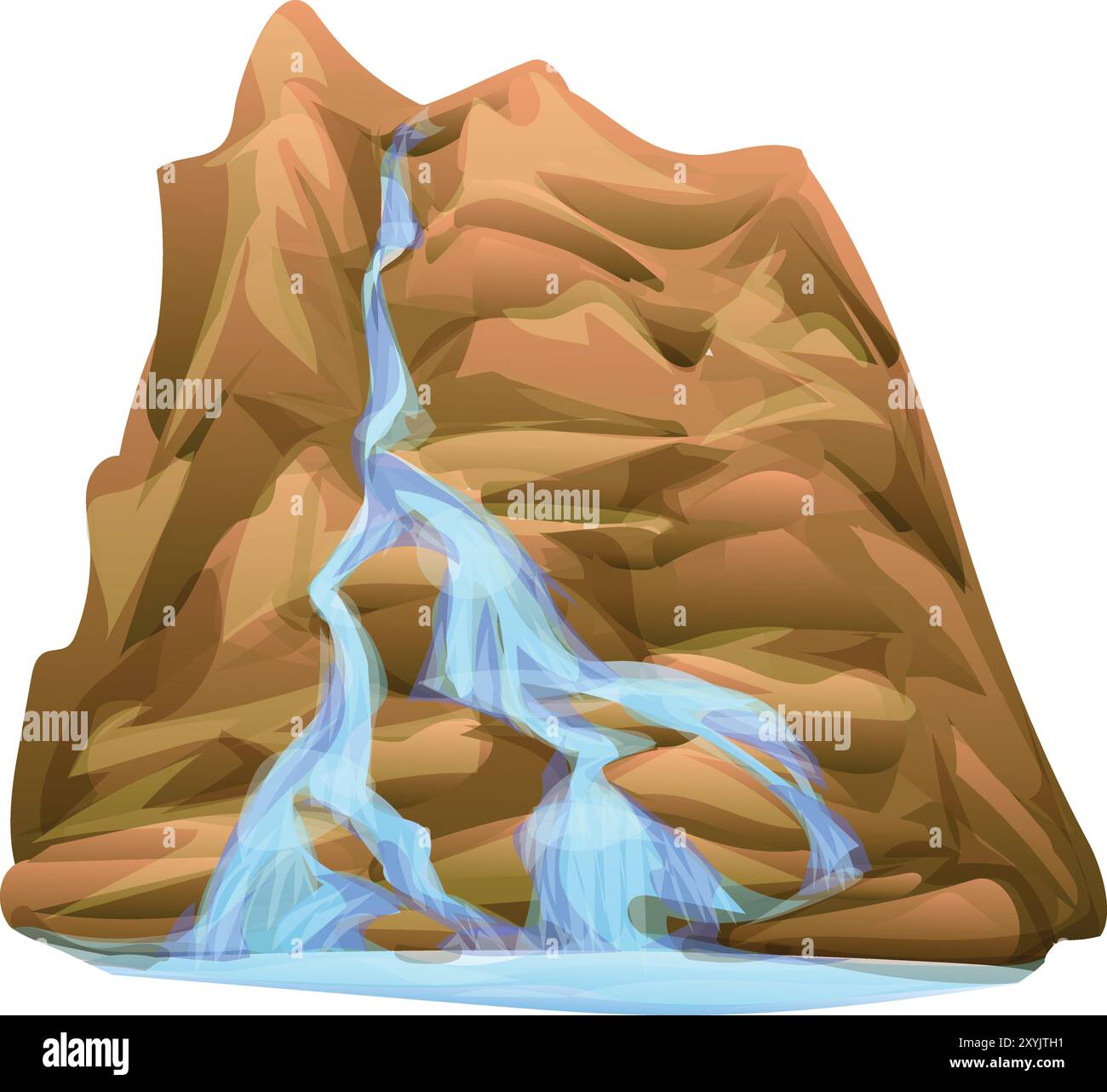 Cartoon illustration of a waterfall cascading down a mountainside ...