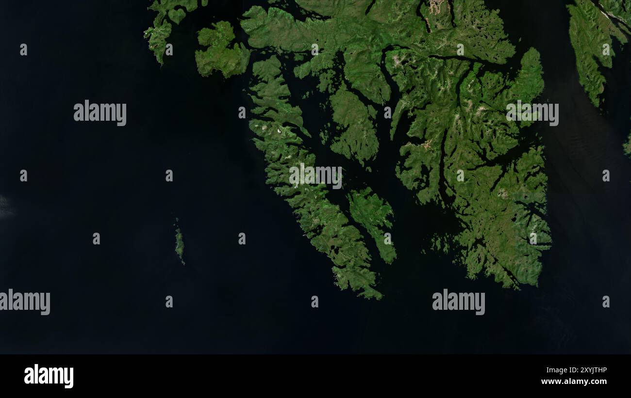 Dall Island in the North Pacific Ocean on a satellite image taken in ...