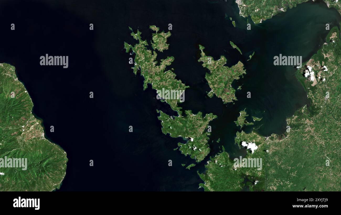 Daram Island in the Philippine Sea on a satellite image taken in April ...