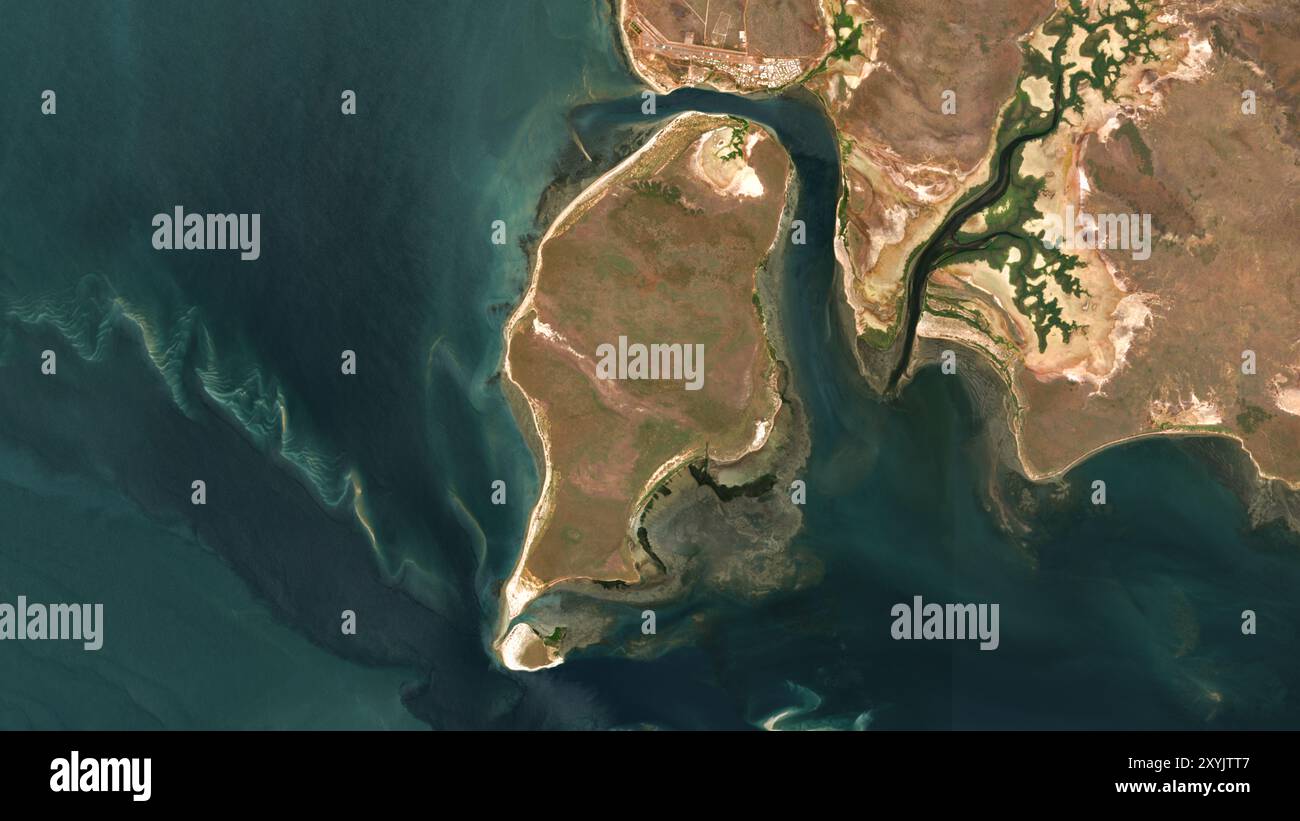 Denham Island in the Arafura Sea on a satellite image taken in November ...