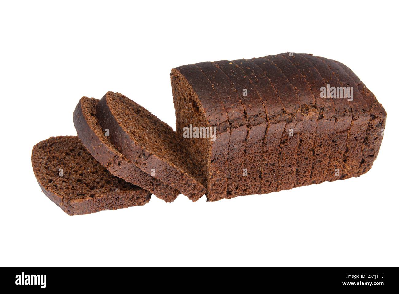 Rye malt bread sliced. Isolated on white background Stock Photo - Alamy