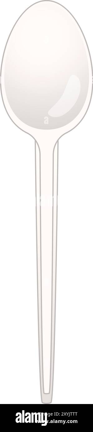 Illustration of a white plastic spoon standing up, isolated on a white ...