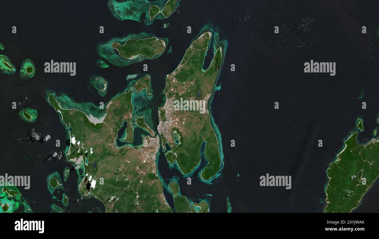 Pulau Dullah in the Banda Sea on a satellite image taken in September 1 ...
