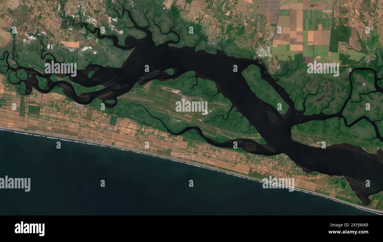 Isla El Espiritu Santo in the North Pacific Ocean on a satellite image ...