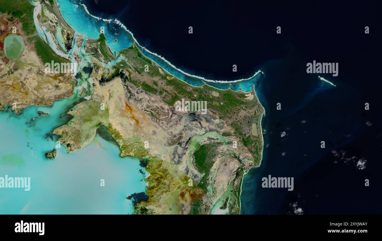 East Caicos Island in the North Atlantic Ocean on a satellite image ...