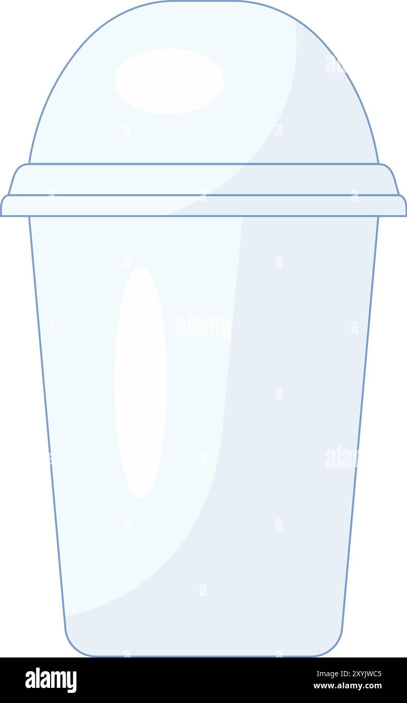 Minimalist illustration featuring a blank plastic cup with a domed lid ...