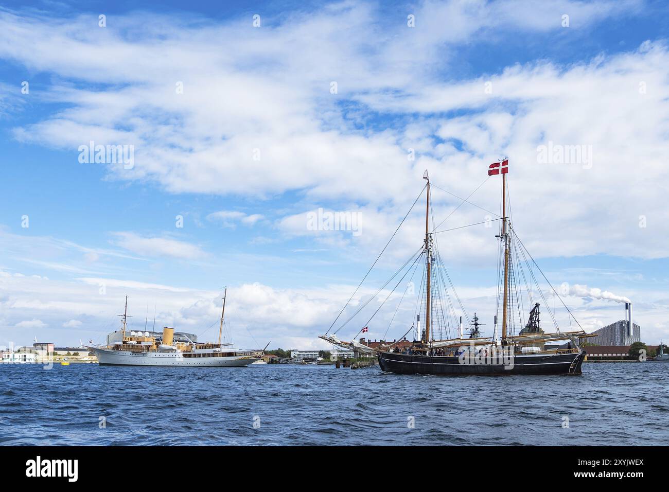Sailing ships in the city of Copenhagen, Denmark, Europe Stock Photo ...