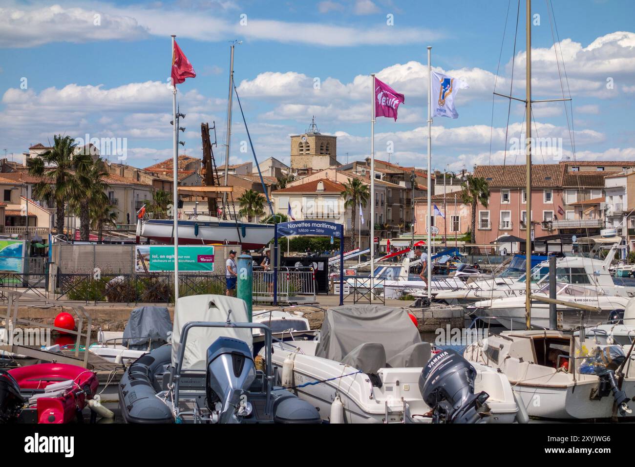 Townscape of Meze and its port, Occitanie, France, Europe Stock Photo ...