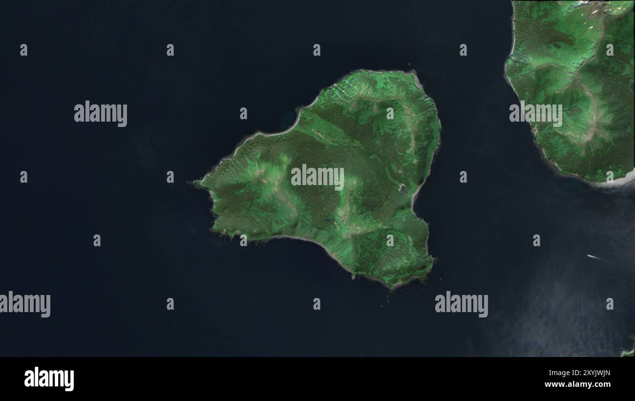 Elizabeth Island in the Gulf of Alaska on a satellite image taken in ...