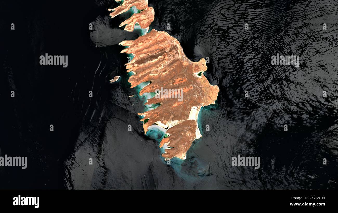 Isla Espiritu Santo in the Gulf of California on a satellite image ...