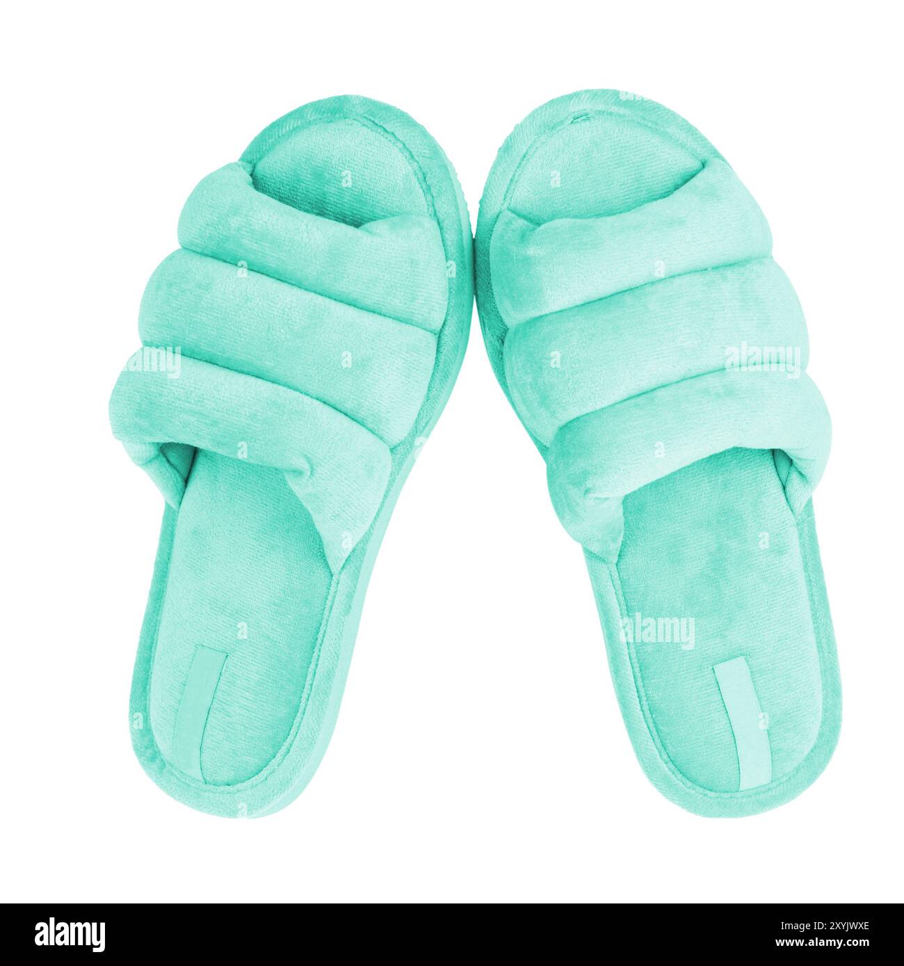 Pair of soft fluffy slippers on white background Stock Photo - Alamy