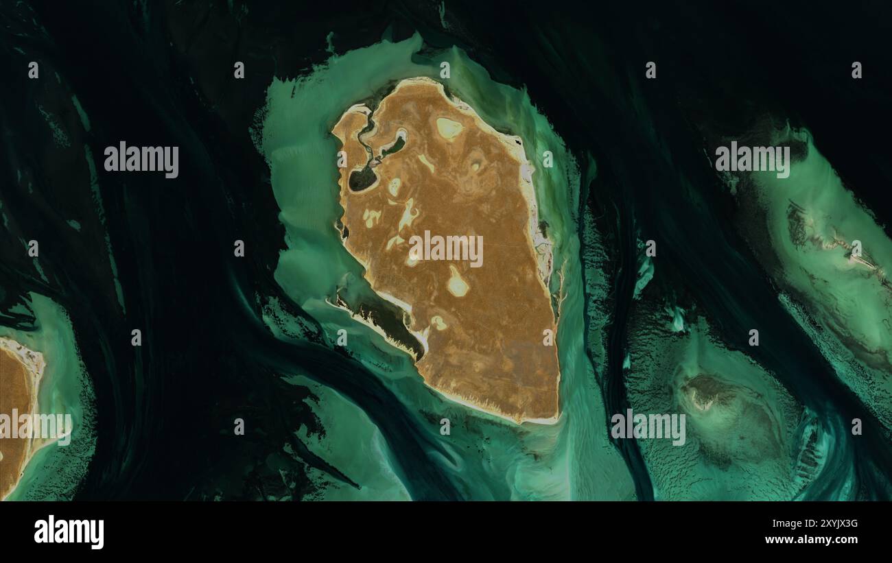 Faure Island in the Indian Ocean on a satellite image taken in February ...