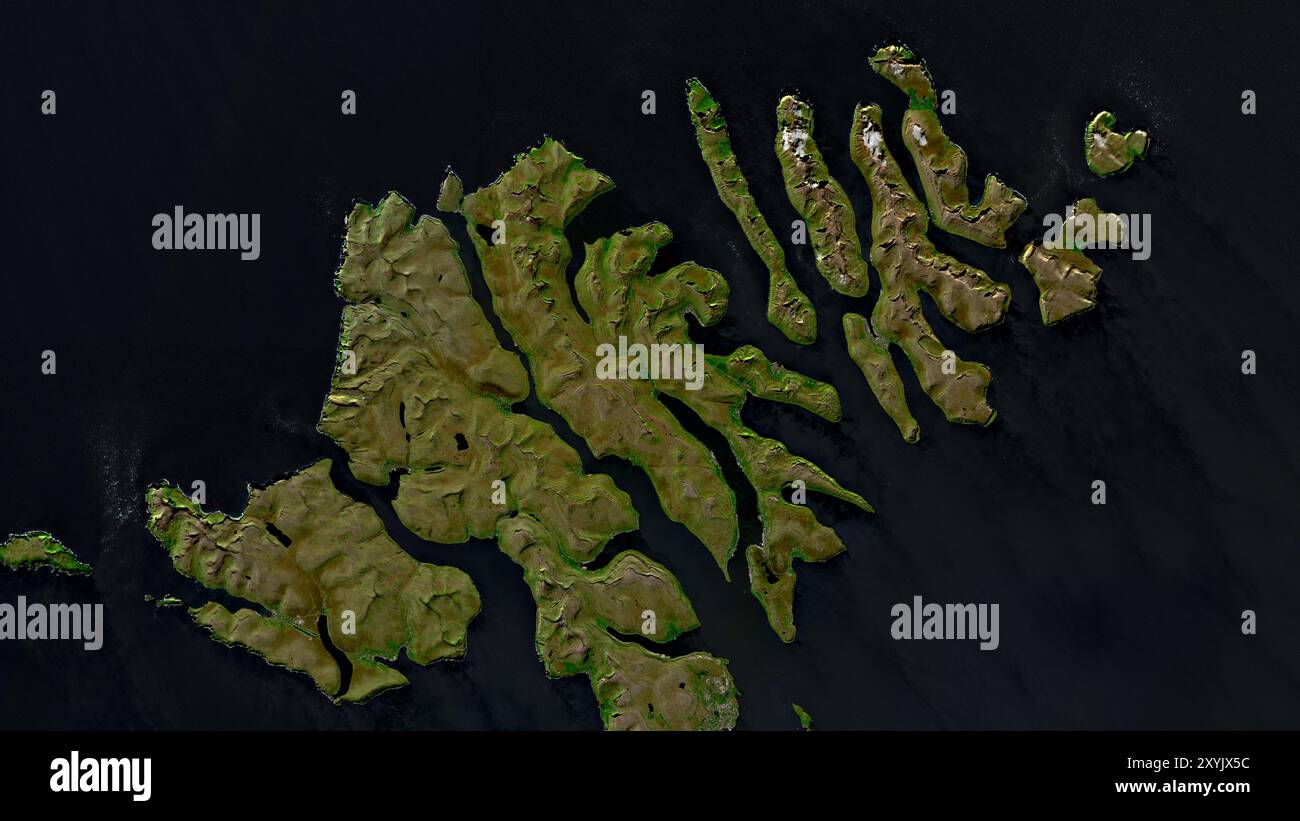 Eysturoy Island in the North Atlantic Ocean on a satellite image taken ...