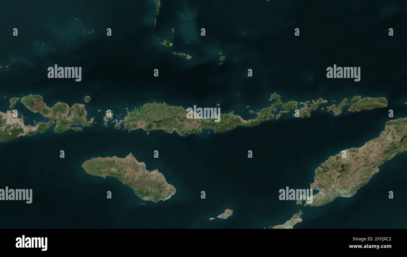 Flores Island in the Savu Sea on a satellite image taken in February 13 ...