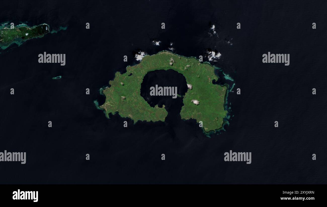 Garove Island in the Bismarck Sea on a satellite image taken in ...