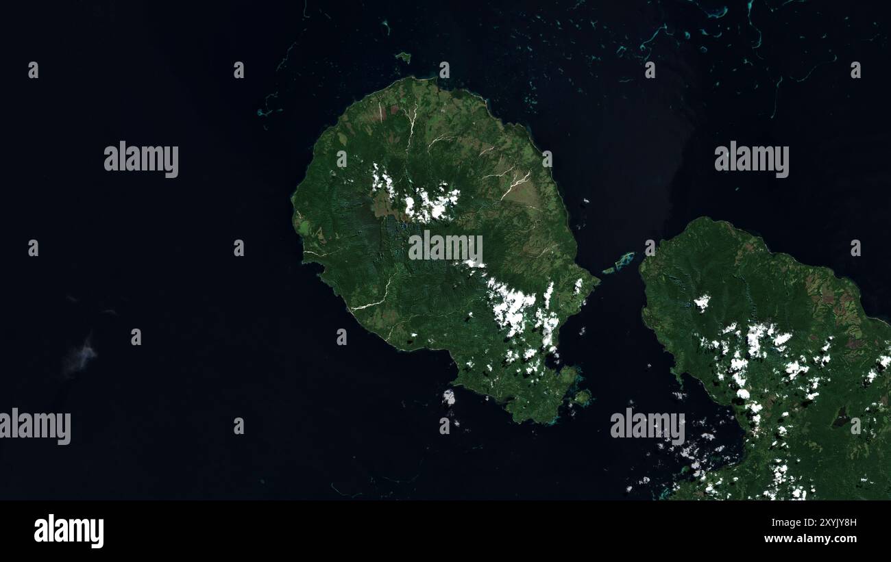 Goodenough Island in the Solomon Sea on a satellite image taken in ...