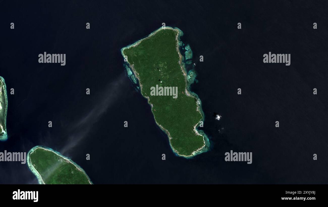 Pulau Gorom in the Ceram Sea on a satellite image taken in January 19 ...