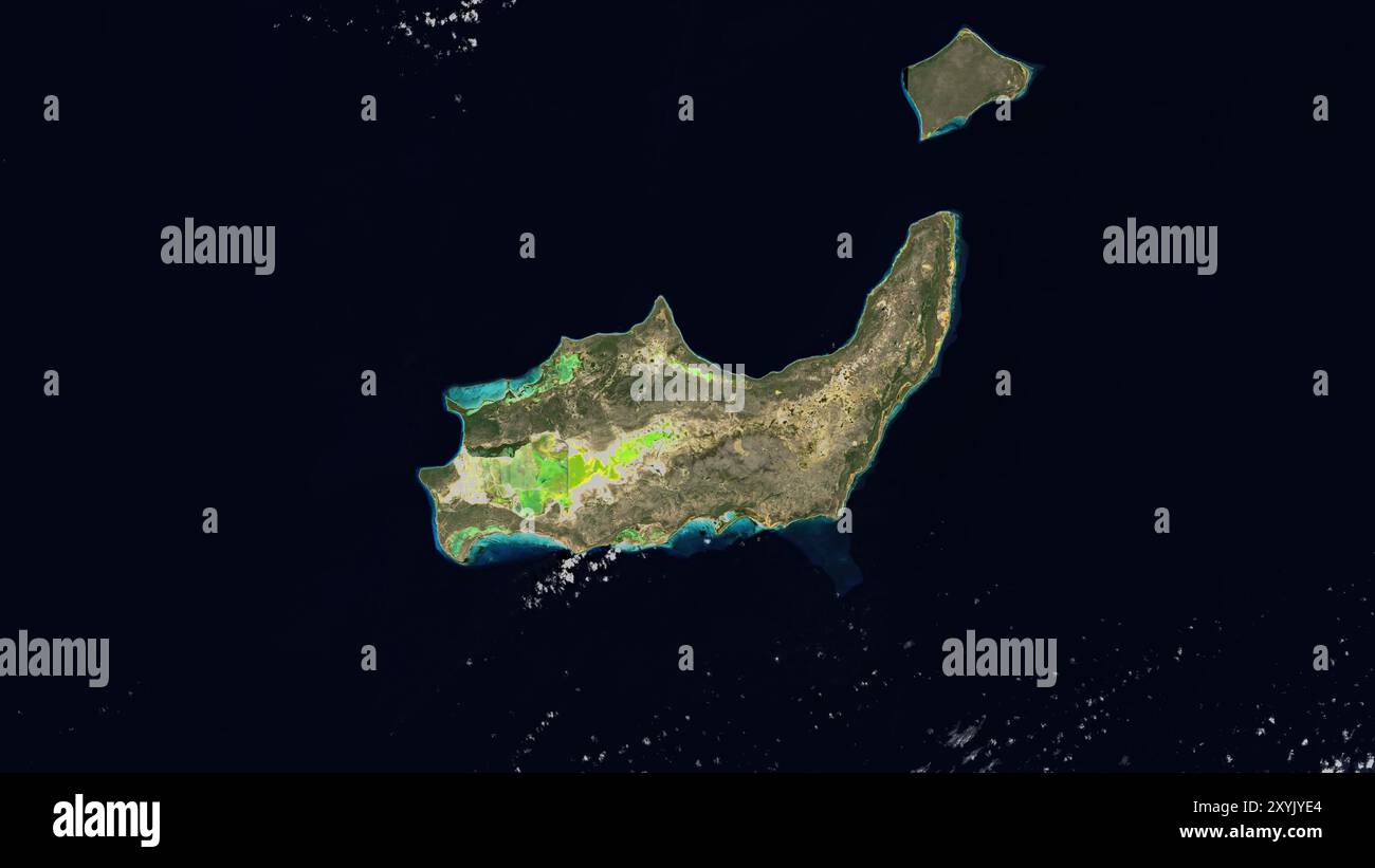 Gran Inagua Island in the North Atlantic Ocean on a satellite image ...