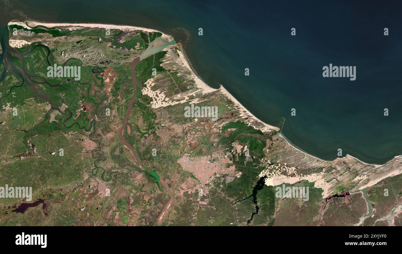 Ilha Grande de Santa Isabel in the South Atlantic Ocean on a satellite ...