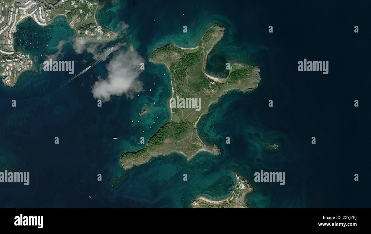 Great Saint James Island in the Caribbean Sea on a satellite image ...