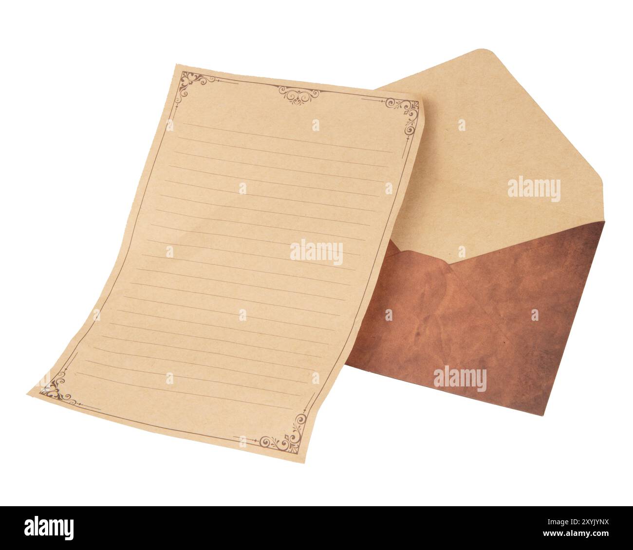 Craft brown paper envelope for mail isolated on the white background ...