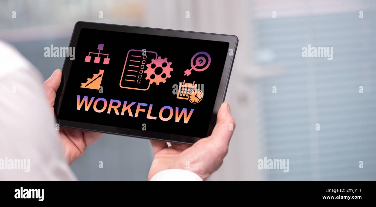 Digital checklist workflow productivity tablet hi-res stock photography ...