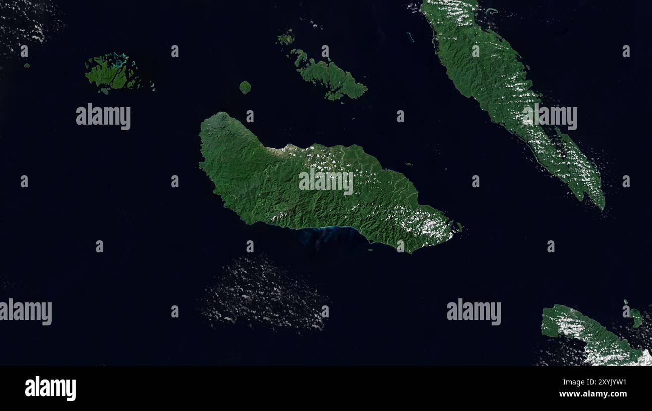 Guadalcanal Island in the Solomon Sea on a satellite image taken in November 21, 2022 Stock ...