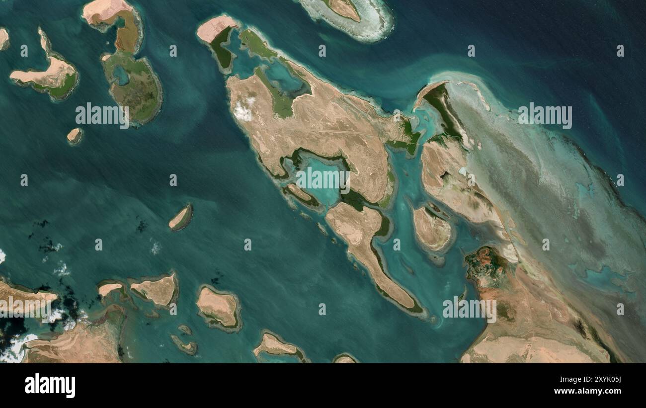 Halib Island in the Red Sea on a satellite image taken in January 10 ...