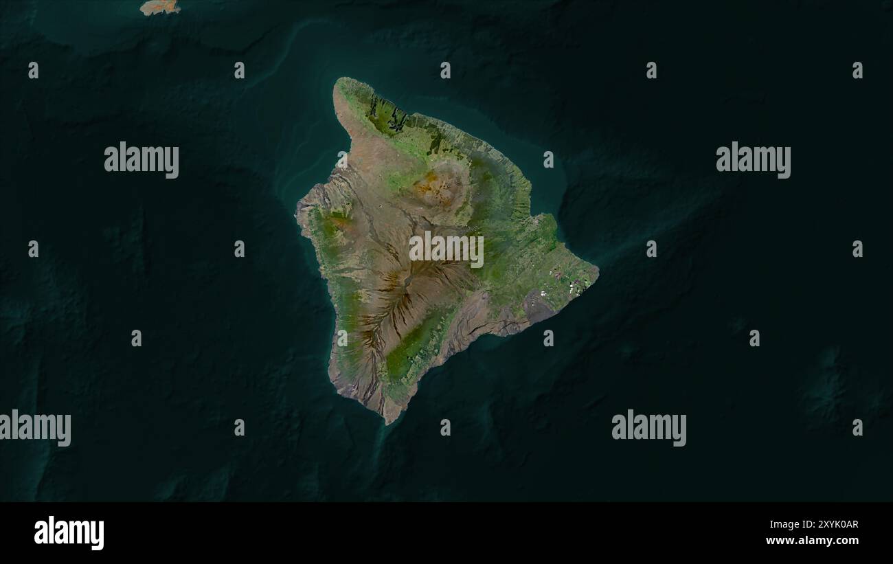 Hawaii Island in the North Pacific Ocean on a satellite image taken in ...