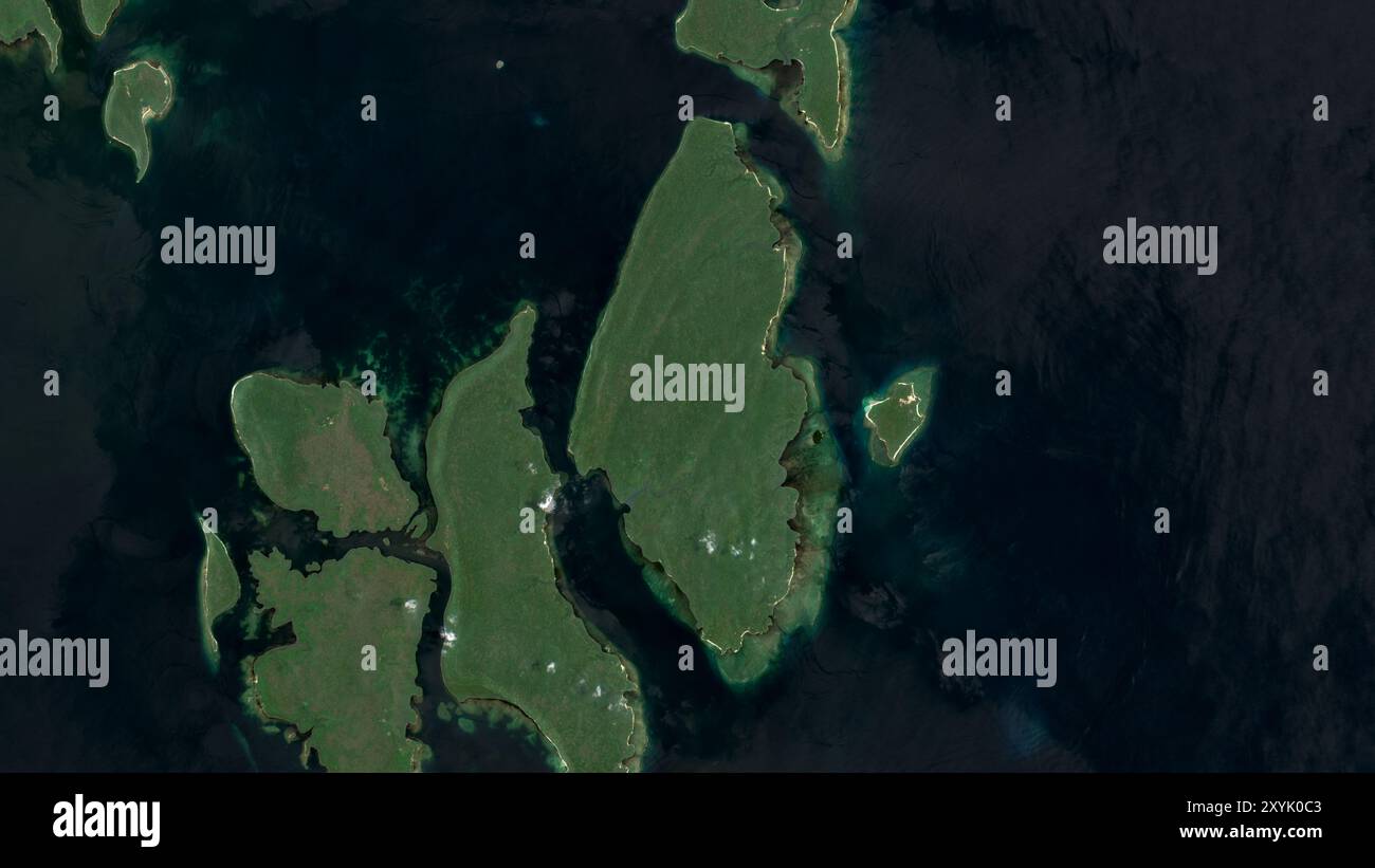 Henry Lawrence Island in the Andaman or Burma Sea on a satellite image ...