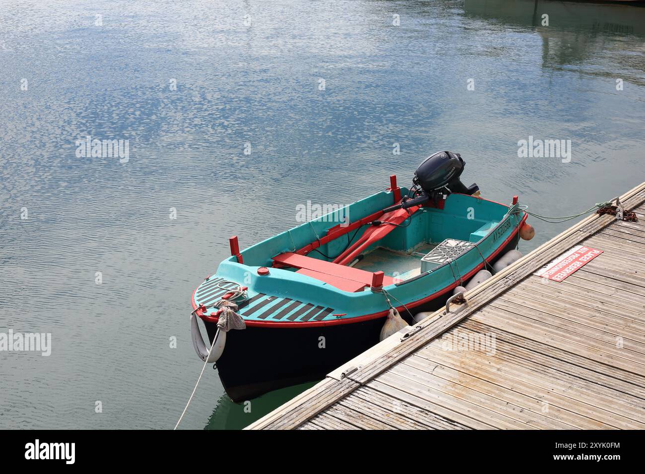 Moored rowing boat from Quai Jacques le Blanc, Le Palais, Belle Ile en ...