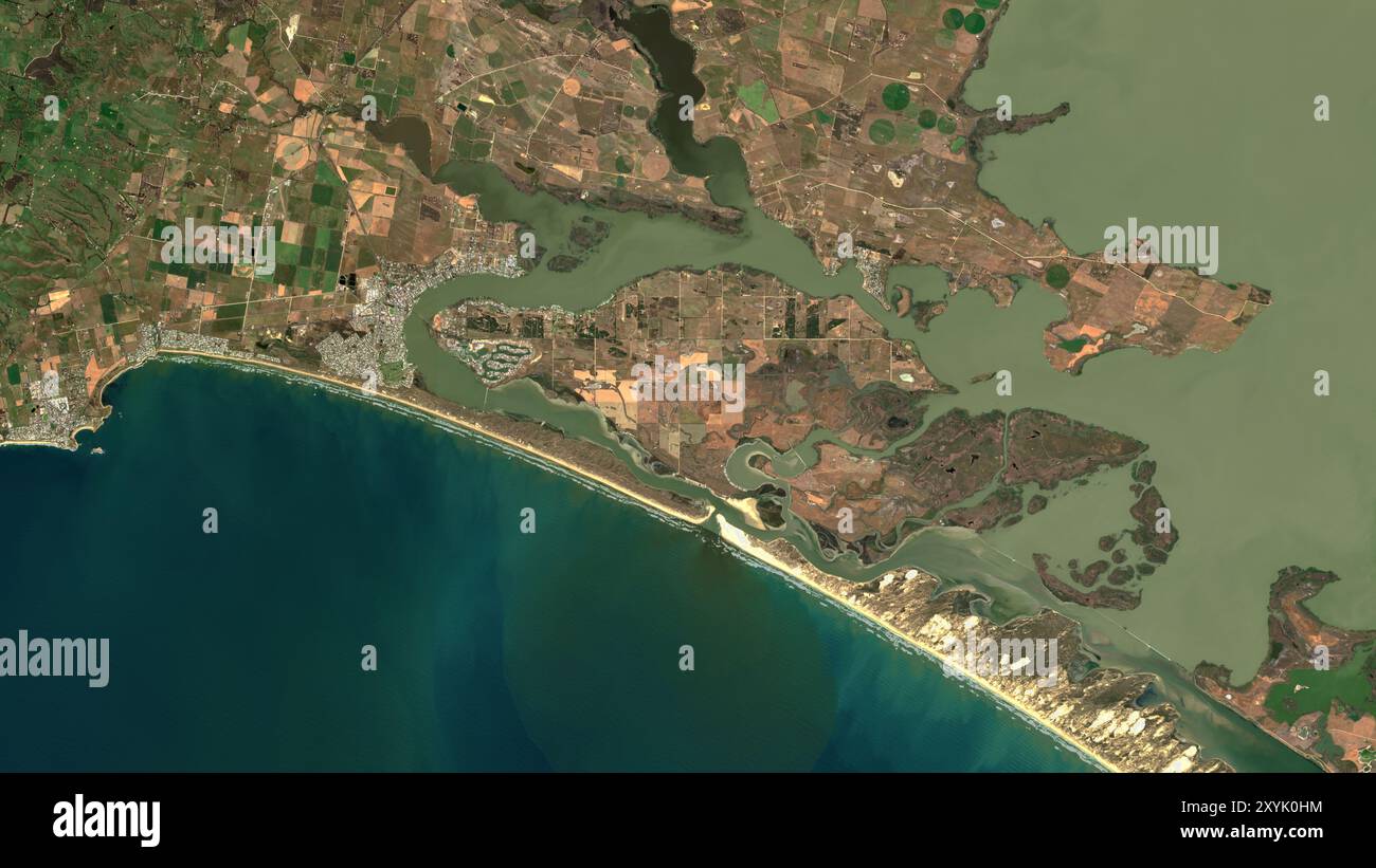 Hindmarsh Island in the Great Australian Bight on a satellite image ...