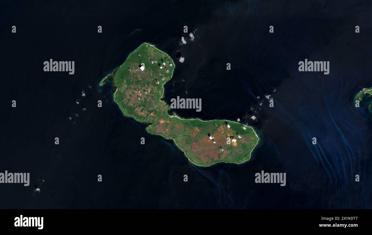 Homonhon Island in the Philippine Sea on a satellite image taken in ...