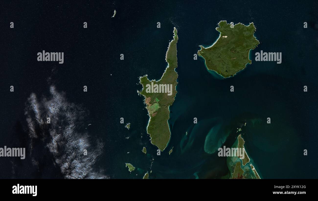 Hunter Island in the Bass Strait on a satellite image taken in June 16 ...