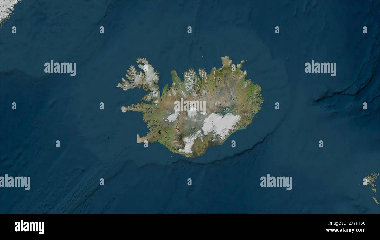 Iceland Island in the Greenland Sea on a satellite image taken in ...