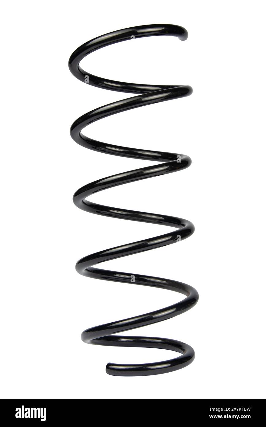 Metal dark car spring isolated on white background Stock Photo - Alamy