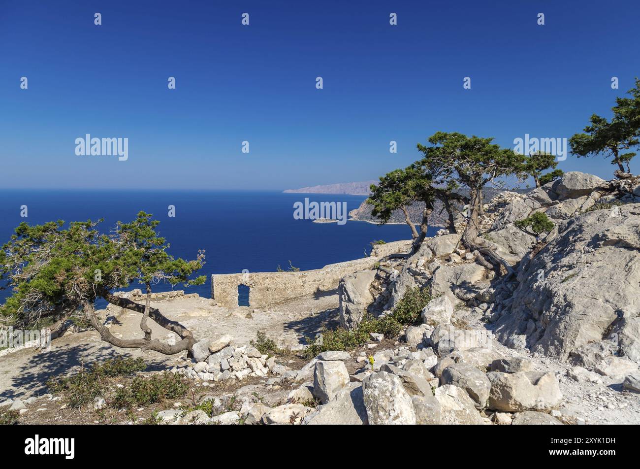 Monolithos castle ruins, Rhodes, Greece, Europe Stock Photo - Alamy