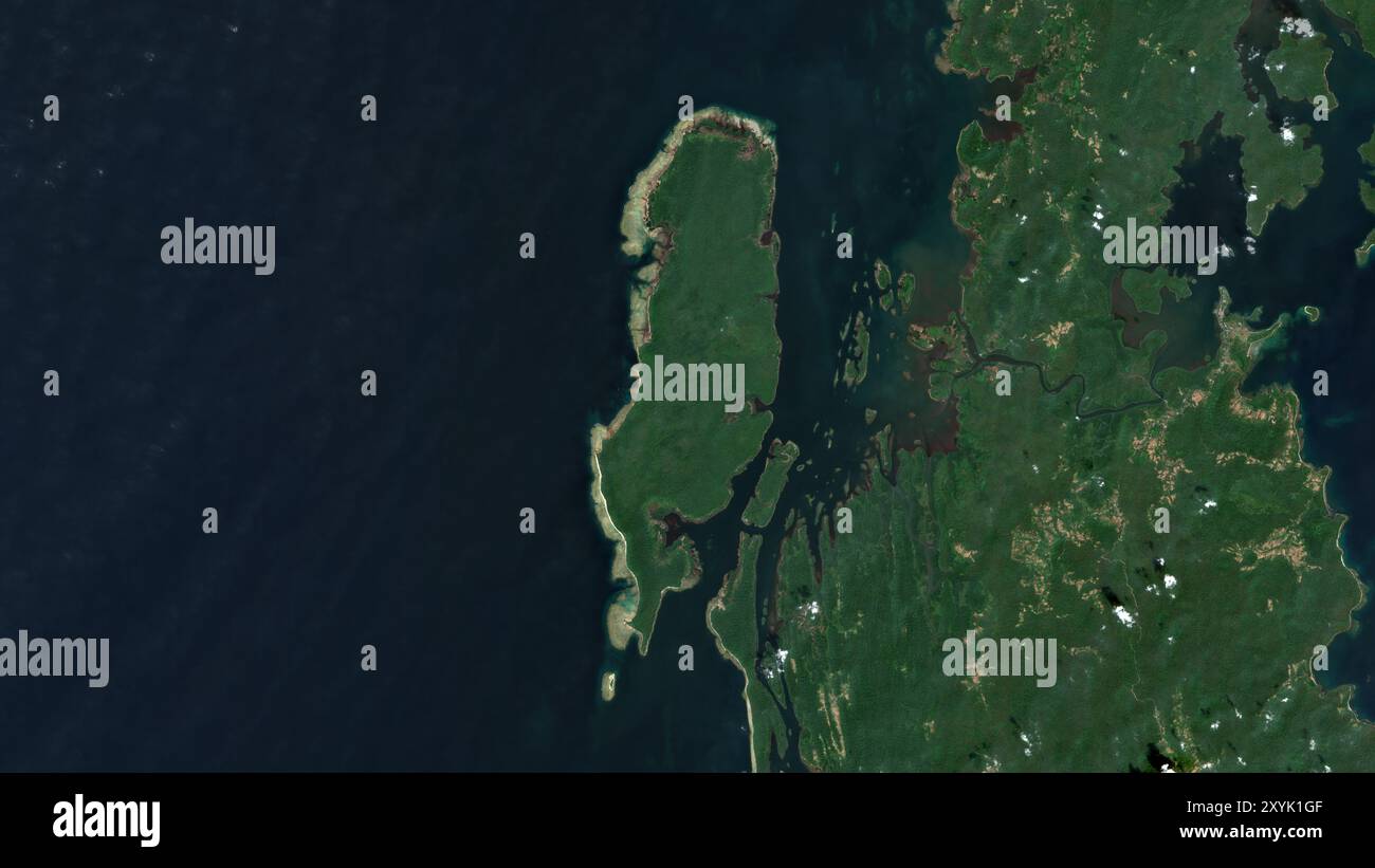 Interview Island in the Bay of Bengal on a satellite image taken in ...