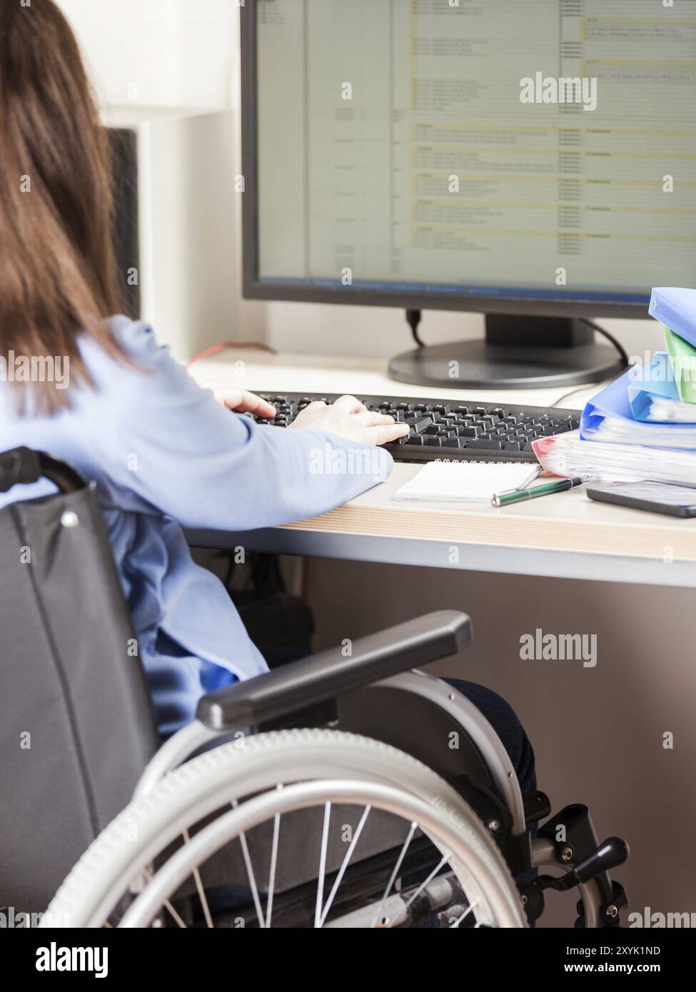 Invalid or disabled young business woman person sitting wheelchair ...