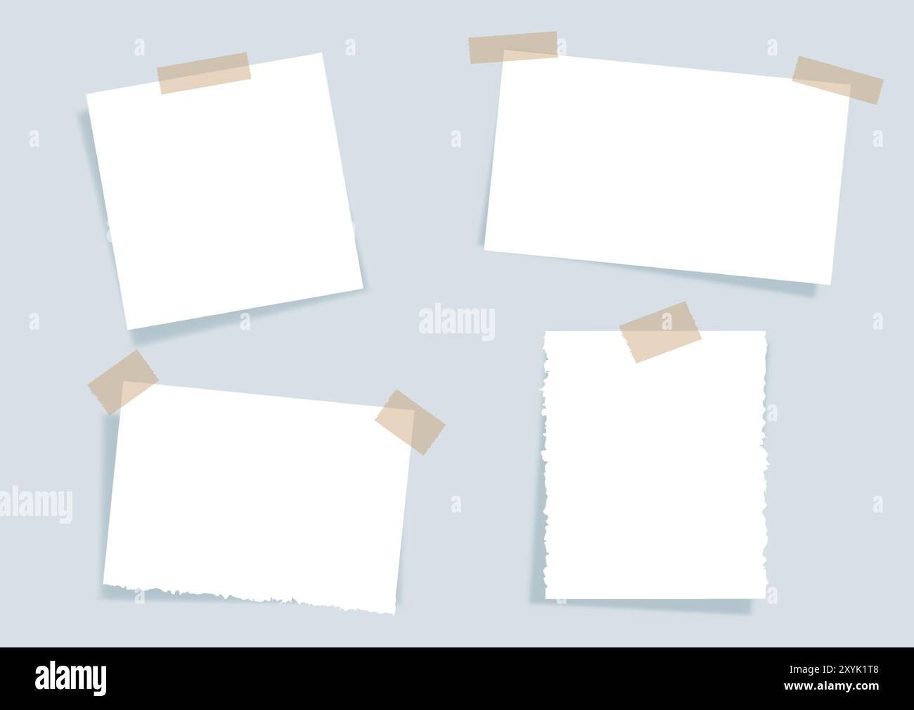 Collection of torn paper notes with sticky tape Stock Vector Image ...