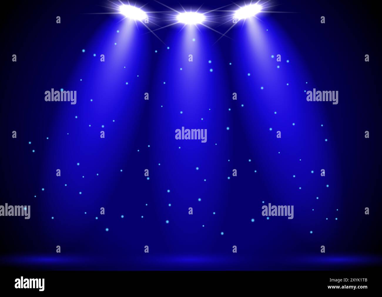 Minimal blue spotlight display background with sparkling lights Stock ...