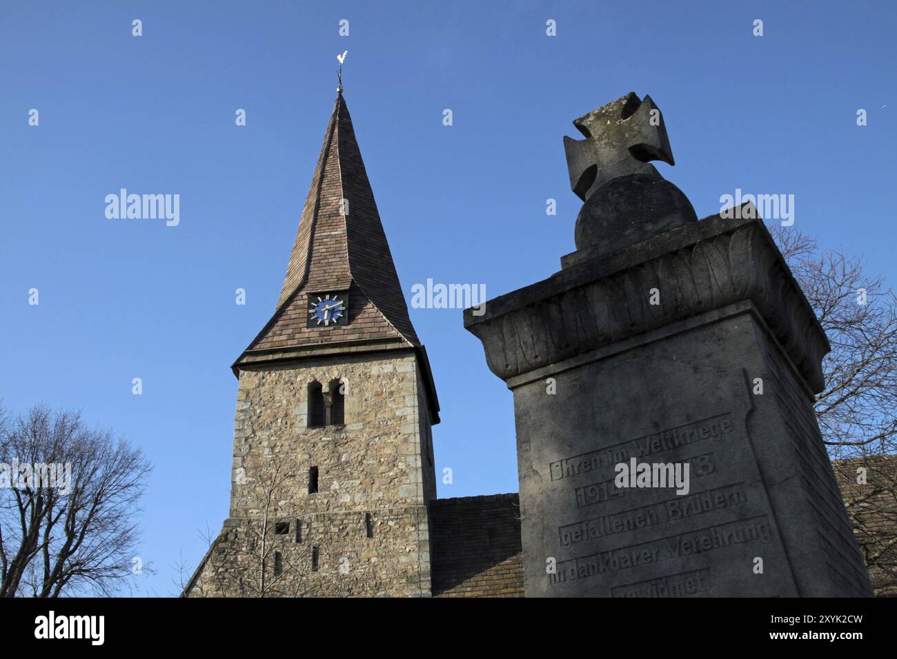 Church in Fuhlen with monument Stock Photo - Alamy