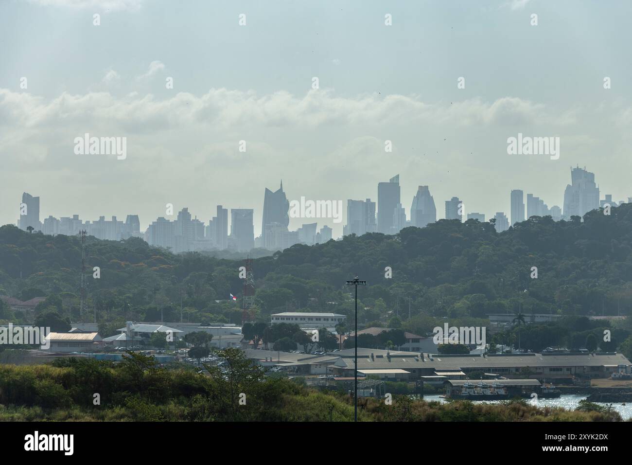 Panorama of Modern Panama City, from the Panama Canal, Central America ...
