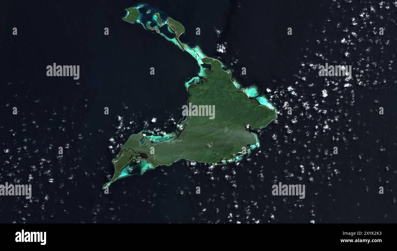 Rambutyo Island in the Bismarck Sea on a satellite image taken in ...