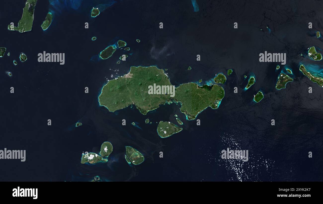 Jolo Island in the Sulu Sea on a satellite image taken in October 19 ...