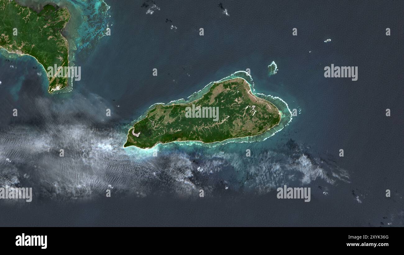 Jomalig Island in the Philippine Sea on a satellite image taken in June ...